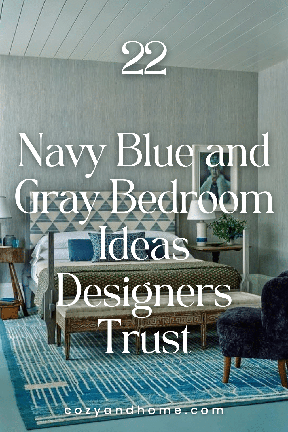22 Simple Navy Blue and Gray Bedroom Ideas – Cozy & Home